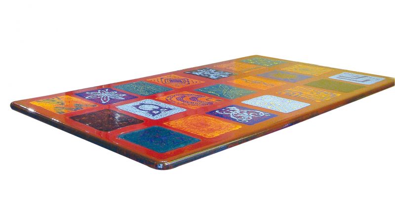 Tavolo rettangolare in pietra lavica PATCHWORK decorato a mano | Arredo ...